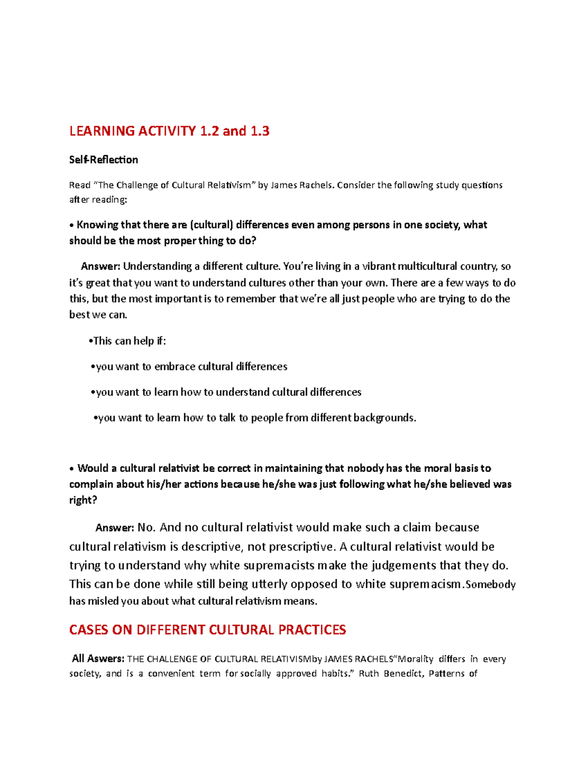 Ethics module 2 - All assignments are here. - LEARNING ACTIVITY 1 and 1 ...