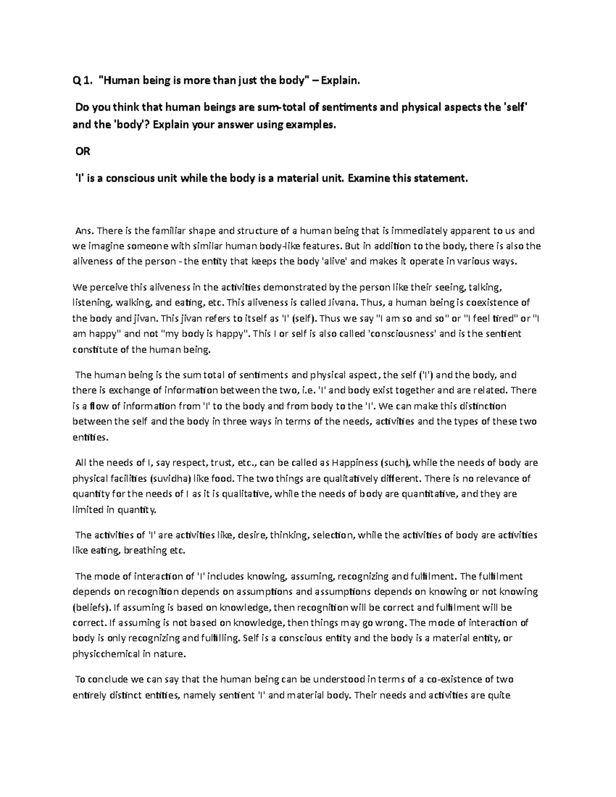 Unit 10 - Unit 10 - Q1 Define existence? Show that existence is in a ...