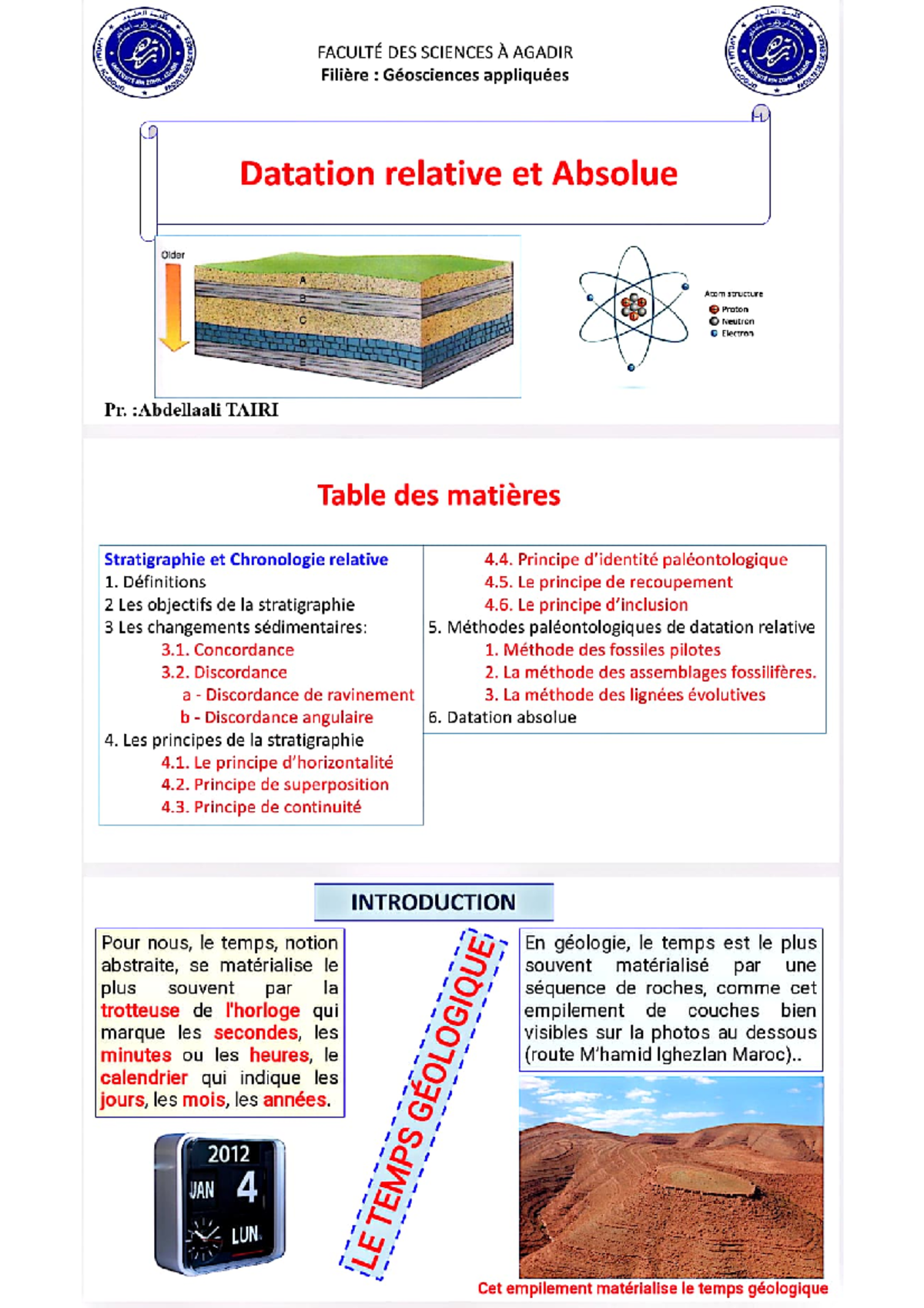 Présentation de la Stratigraphie - Géosciences Appliquées (CAC 1212 ...