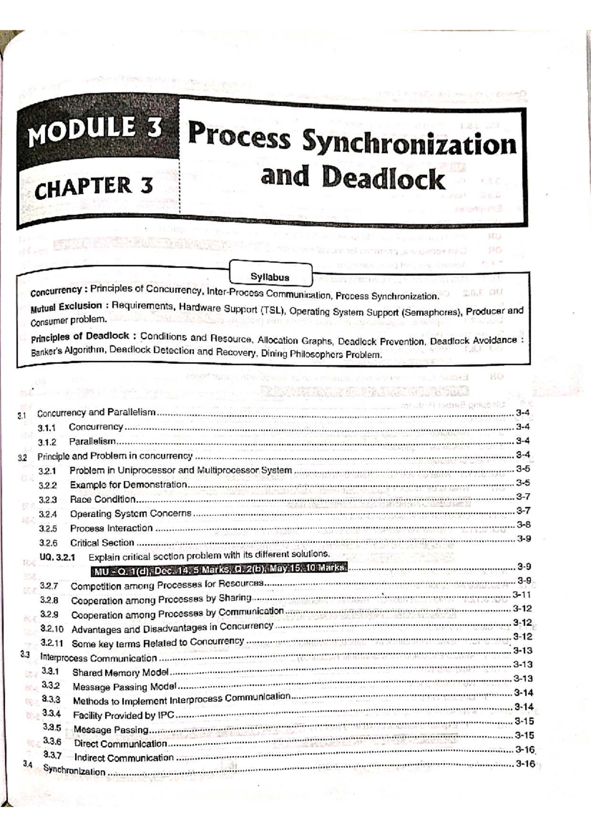 **UQ. 3 Process Synchronization and Deadlock Overview - Chapter 3 Notes ...