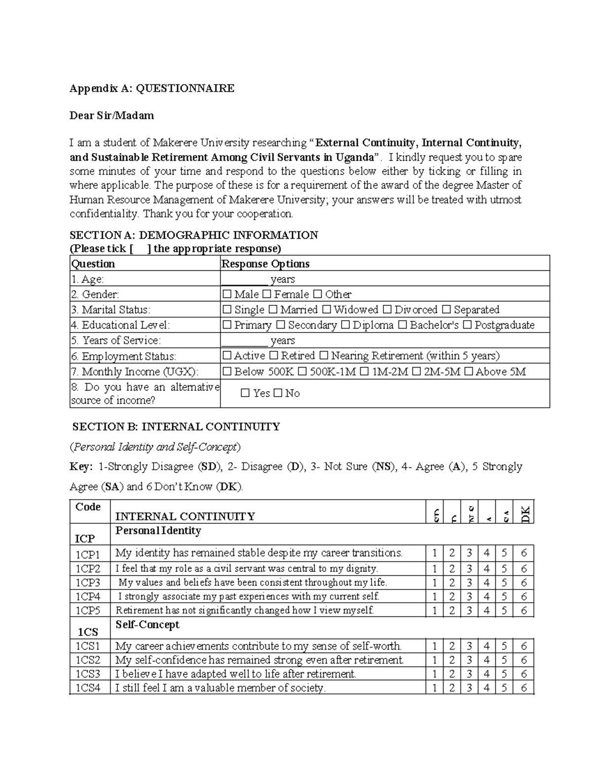 Appendix A - referencing - Appendix A: QUESTIONNAIRE Dear Sir/Madam I ...