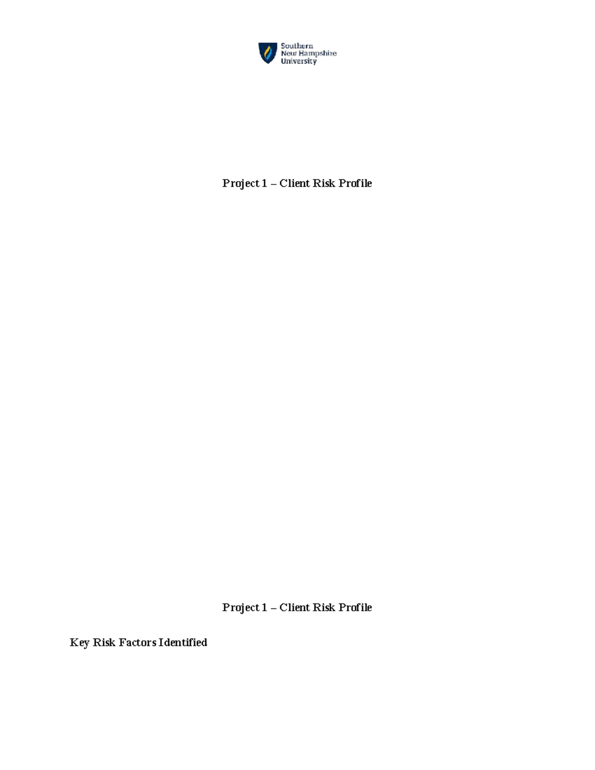 Project One - Client Risk Profile - Project 1 – Client Risk Profile ...
