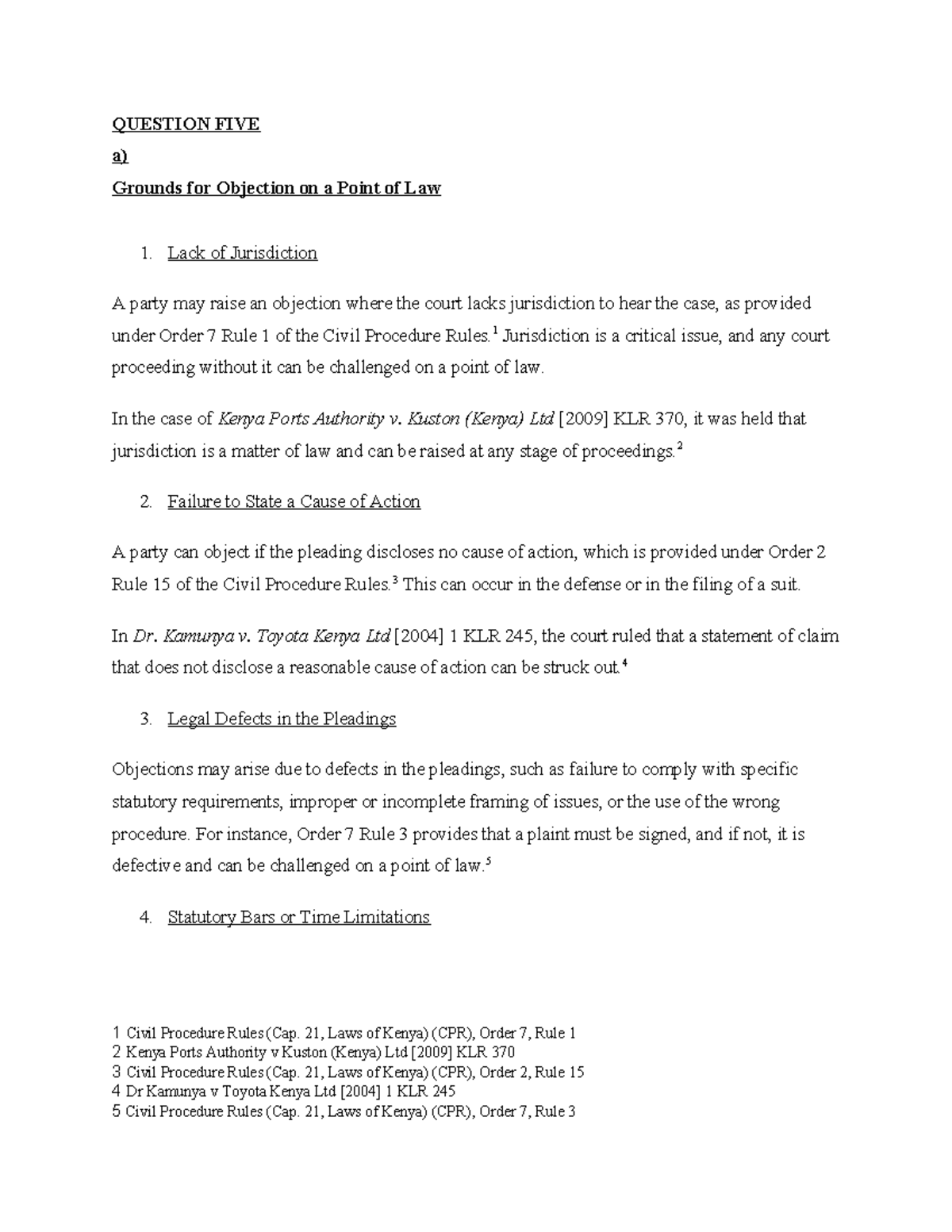 Civil Procedure 5: Grounds for Objection, Amendment & Dismissal - Studocu