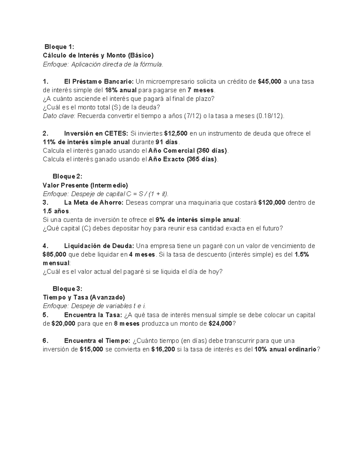Ejercicios de Interés Compuesto y Cálculo de Monto (Básico) - Studocu