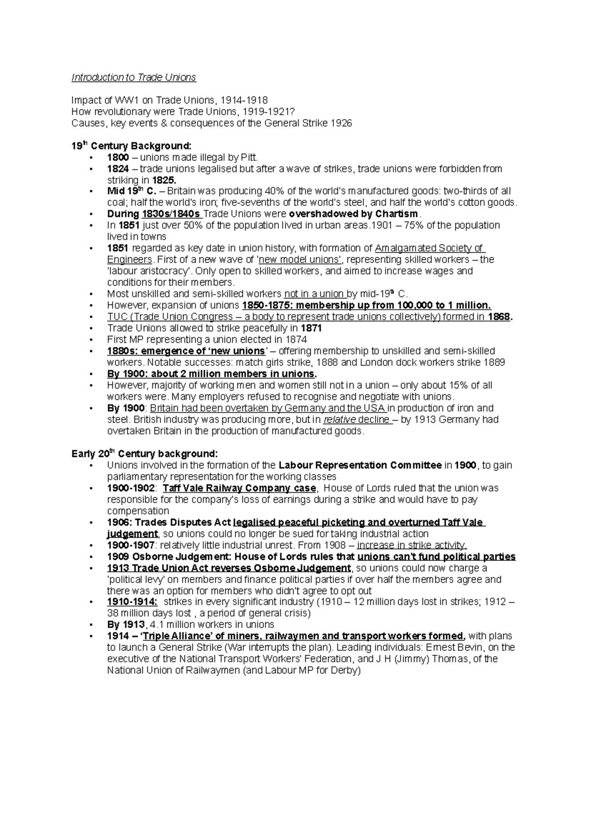 Introduction to Trade Unions - Introduction to Trade Unions Impact of ...
