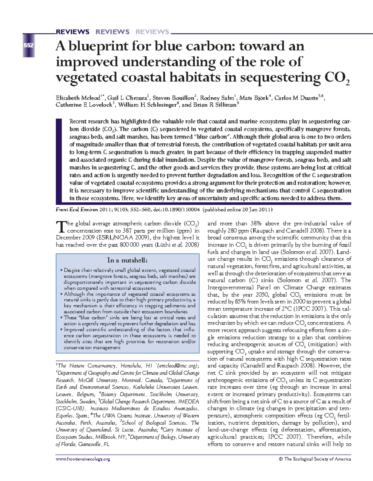 A Blueprint for Blue Carbon: Enhancing Coastal Ecosystem CO2 ...