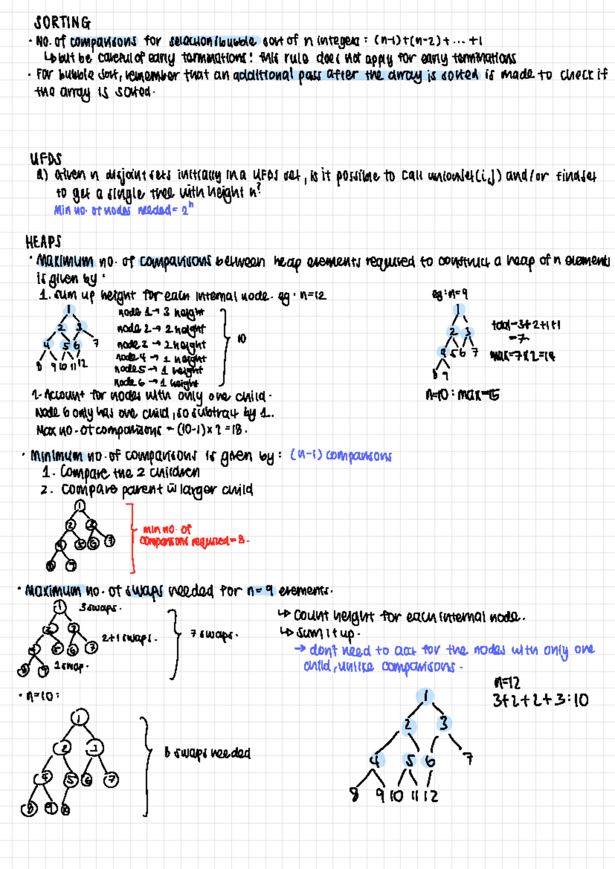 Visualgo Quiz Notes: Sorting Comparisons and Heaps Analysis - Studocu