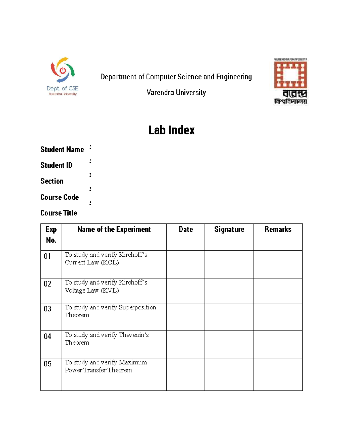 EEE 1132 Lab Report: Basic Electrical Circuits Experiments - Studocu