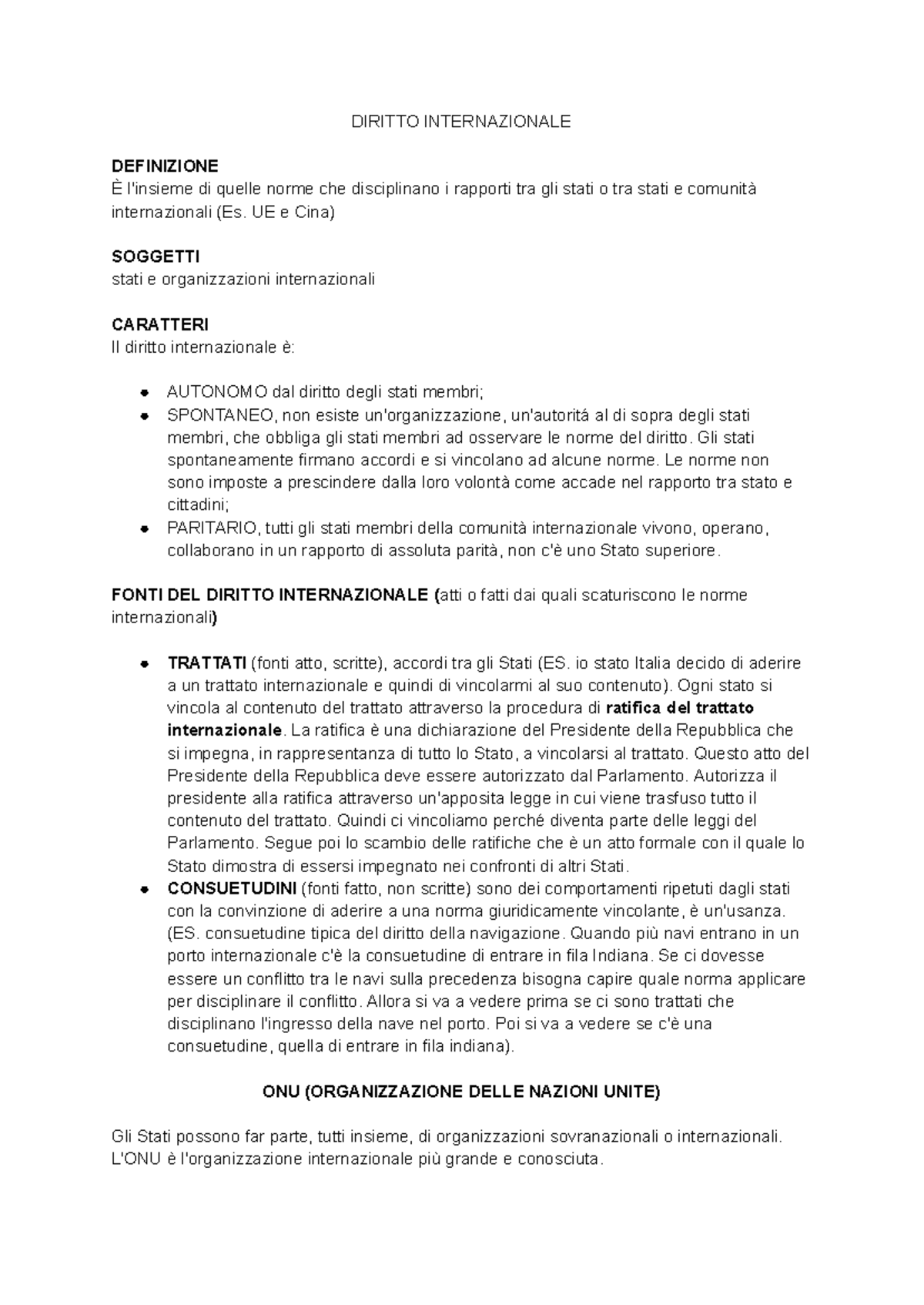 DIRITTO INTERNAZIONALE: DEFINIZIONE E CARATTERISTICHE ESSENZIALI - Studocu