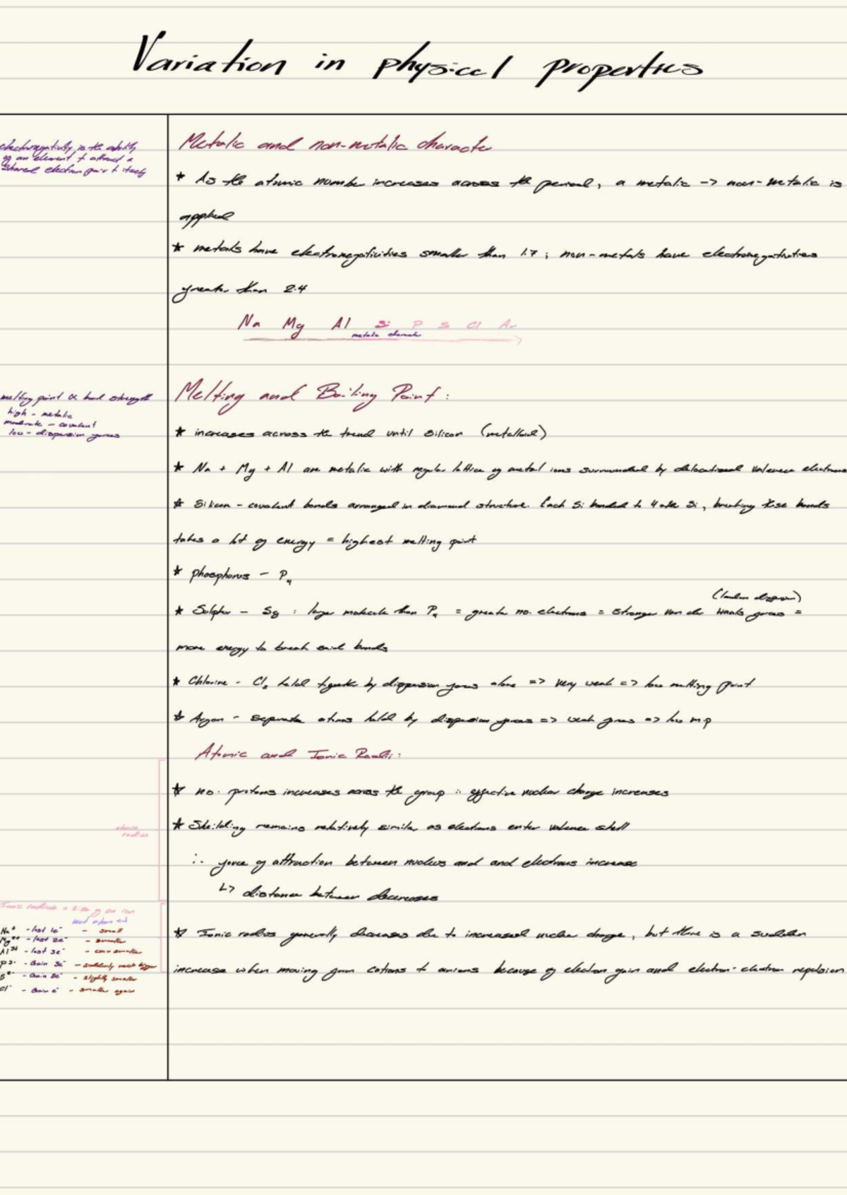 Variation in Physical Properties of Period 3 Elements - Studocu