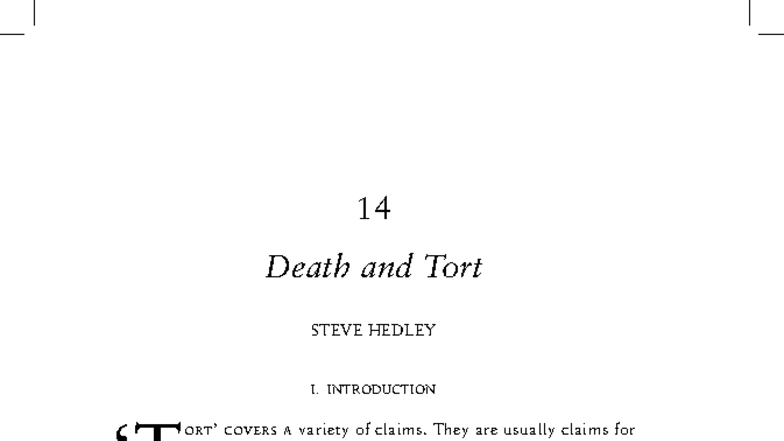 Death and Tort: Understanding Legal Implications in Tort Law - Studocu