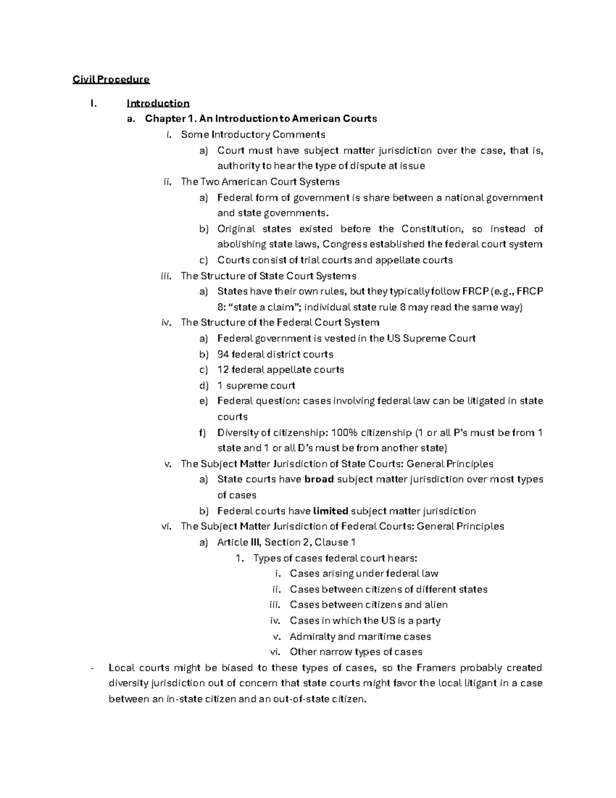 Civil Procedure I: Key Principles & Case Laws Overview - Studocu