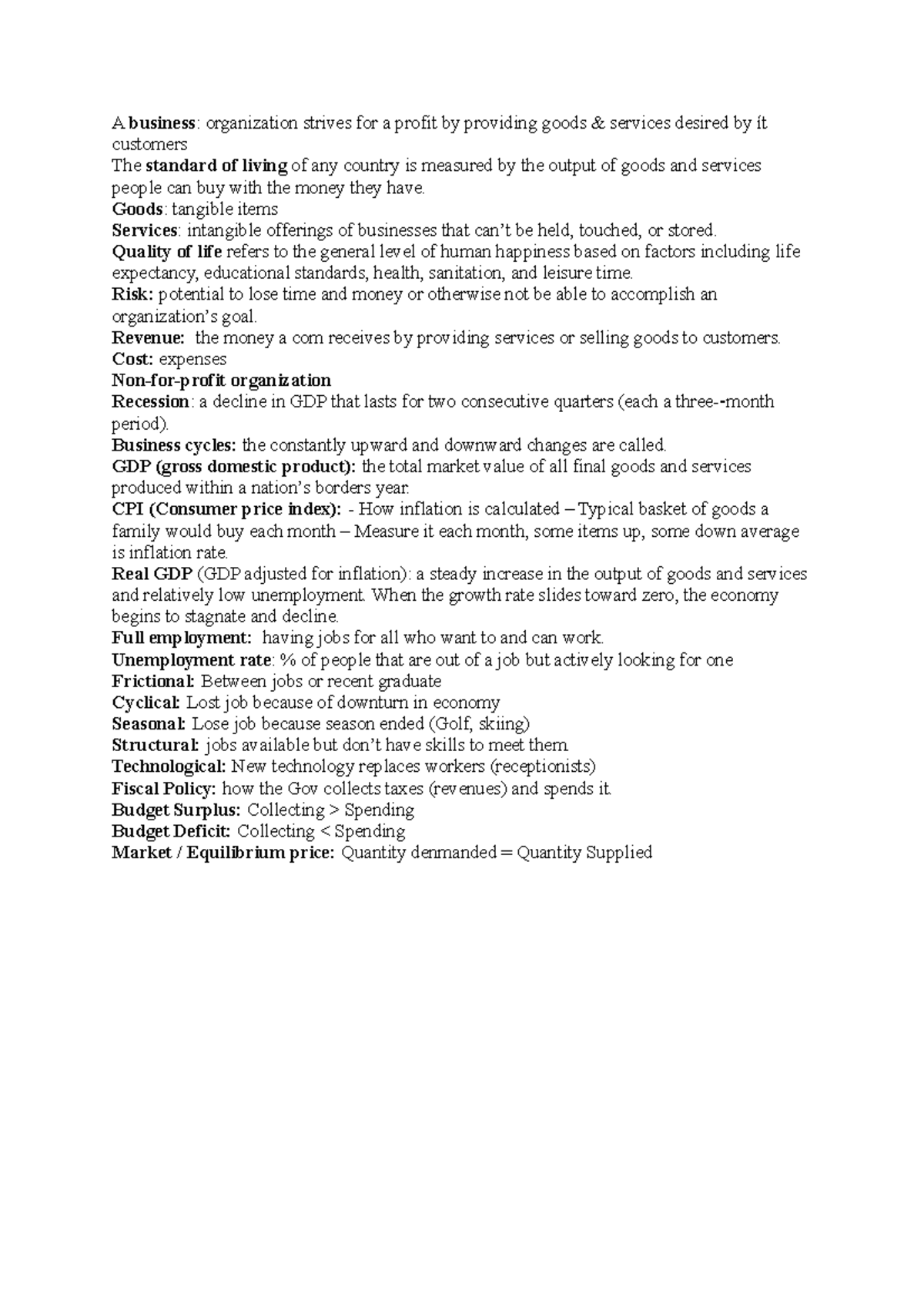 BAM 101 - Comprehensive Business Concepts & Ethics Notes - Studocu