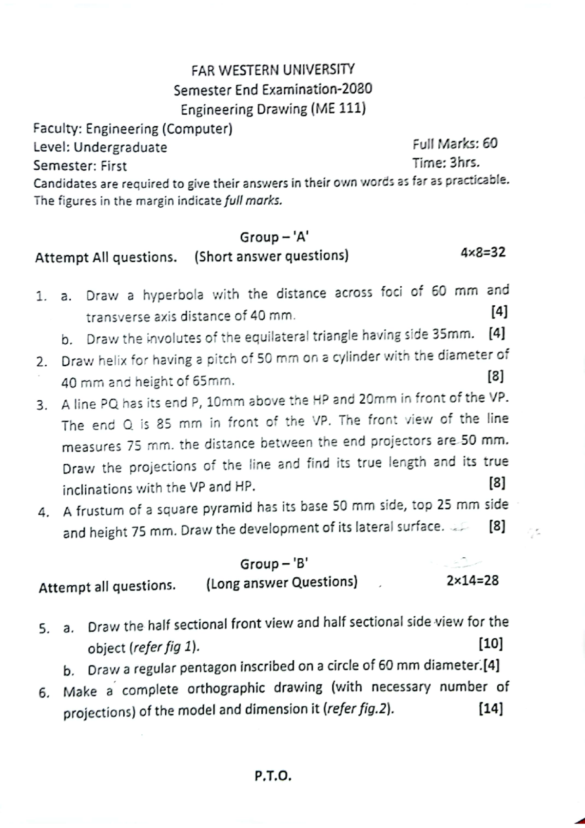 1st Semester Comprehensive Exam Paper - 2080 - Studocu