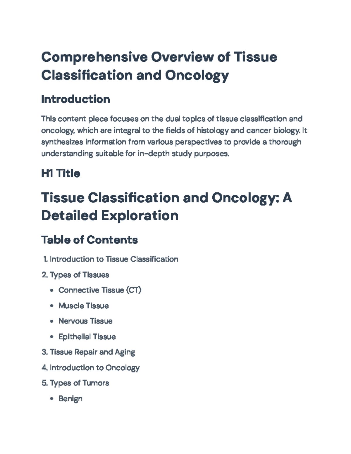 Tissue Classification and Oncology: Comprehensive Study Overview ...