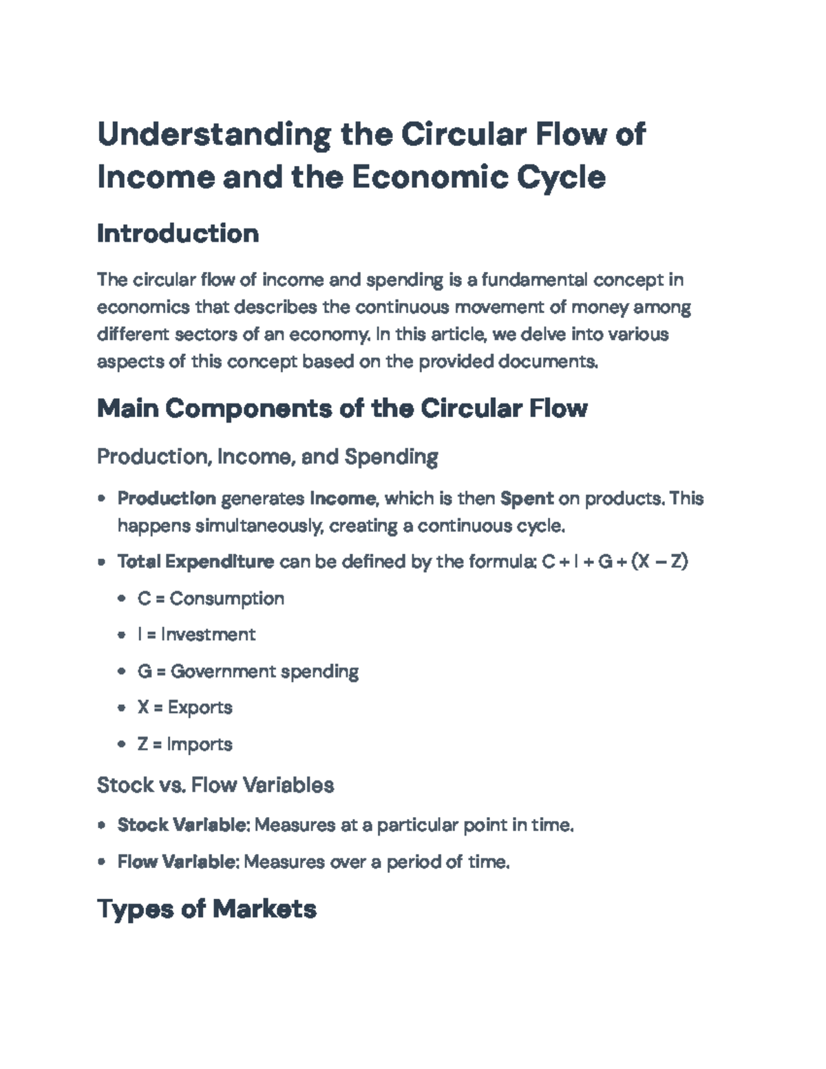 Understanding the Circular Flow of Income and the Economic Cycle ...