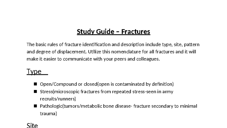 Orthopedic Study Guide: Fracture Identification & Complications - Studocu