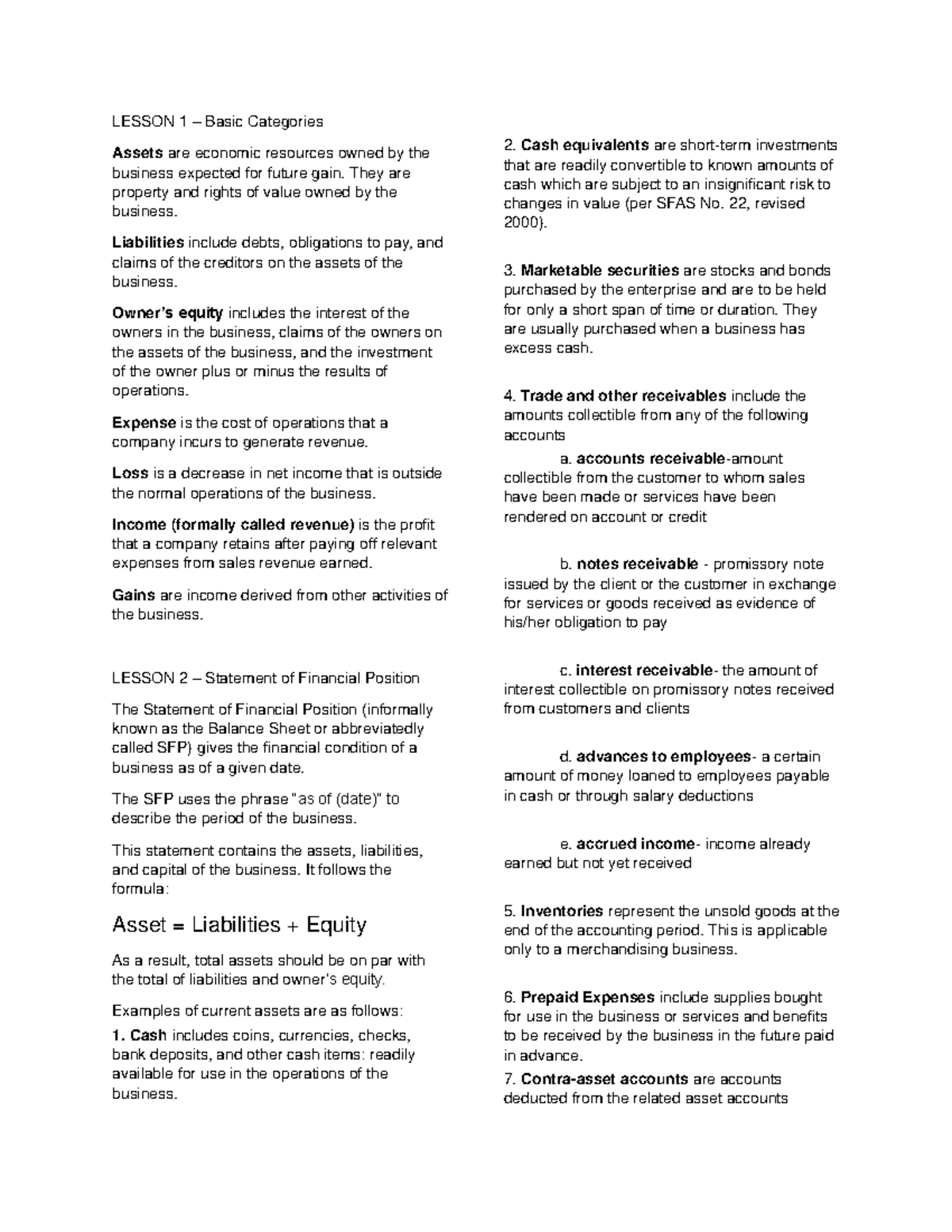 Fundamentals of Accounting ABM 1: Lessons on Financial Statements - Studocu