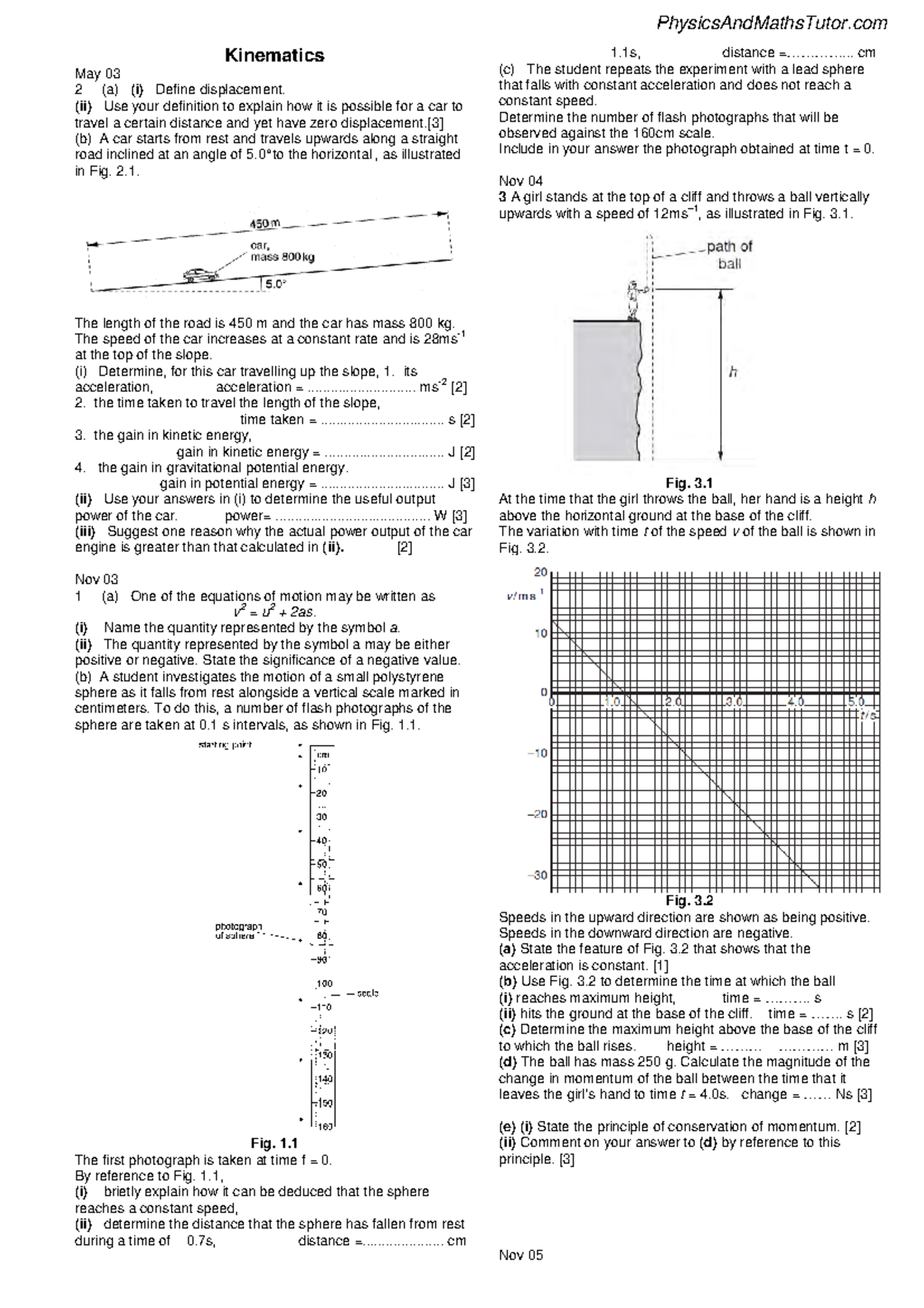 Kinematics Study Notes for PhysicsAndMathsTutor.com - May 08 - Studocu