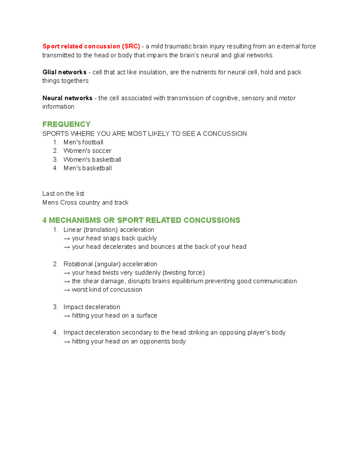 Lec 1 Sport related concussion (SRC) - Sport related concussion (SRC ...