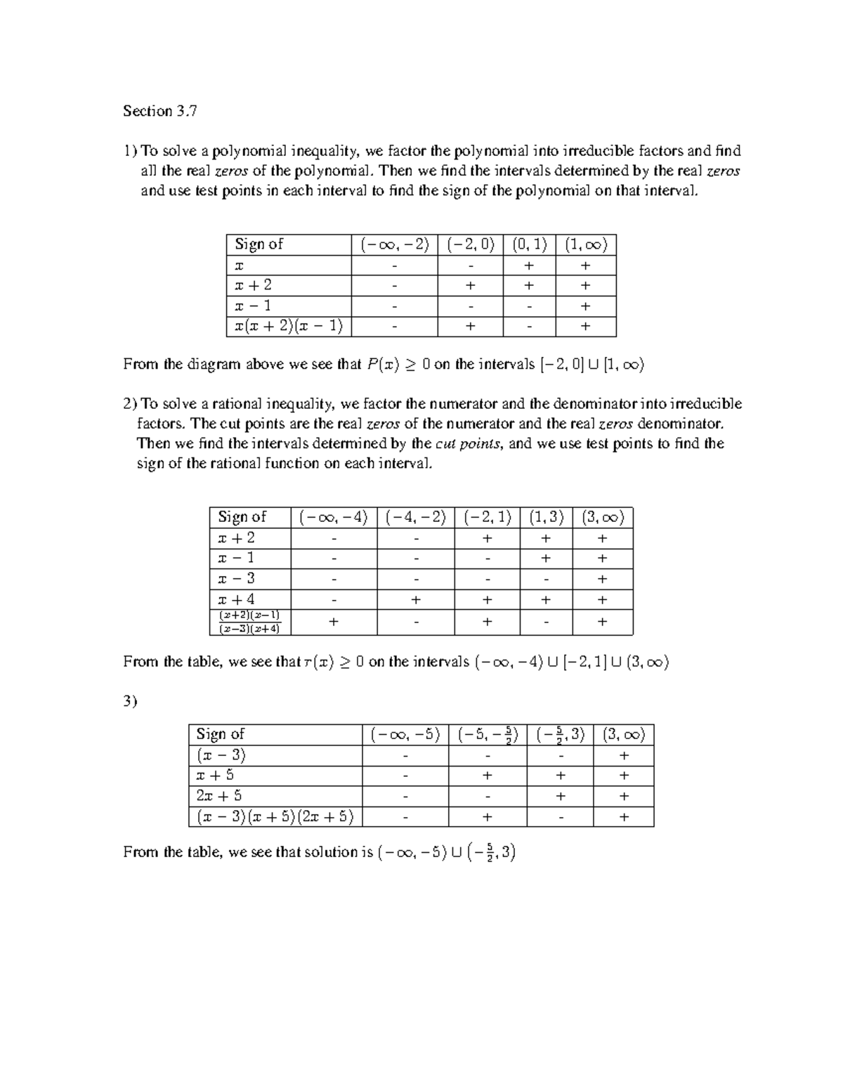 Section 3 - Polynomial and Rational Inequalities Practice Problems ...
