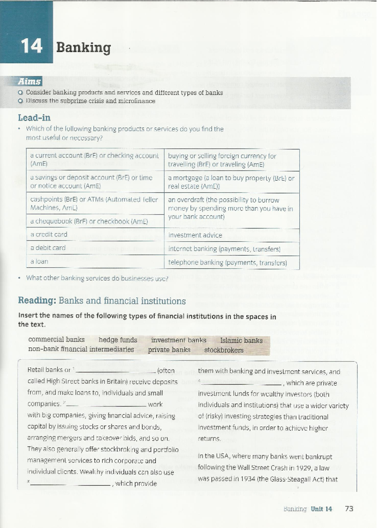 Banking - business english - Studocu