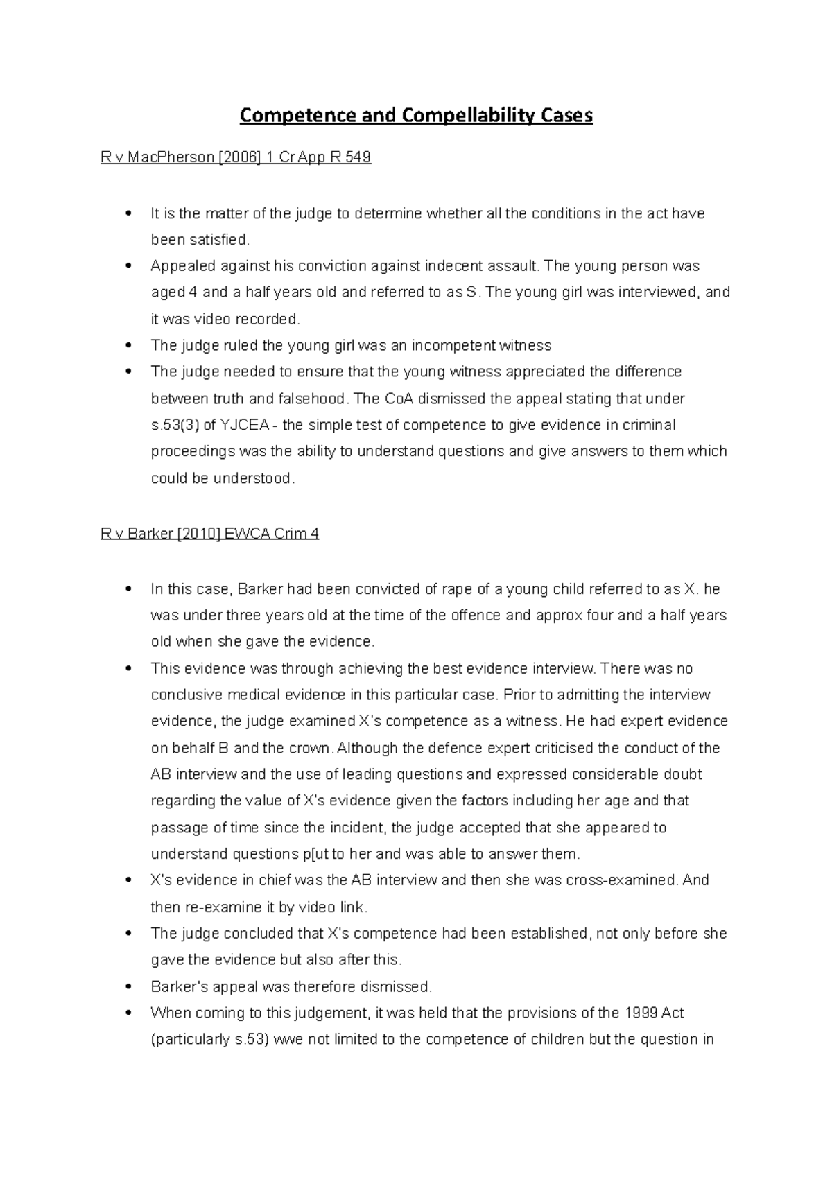 Competence and Compellability in Criminal Cases: A Case Study Analysis ...