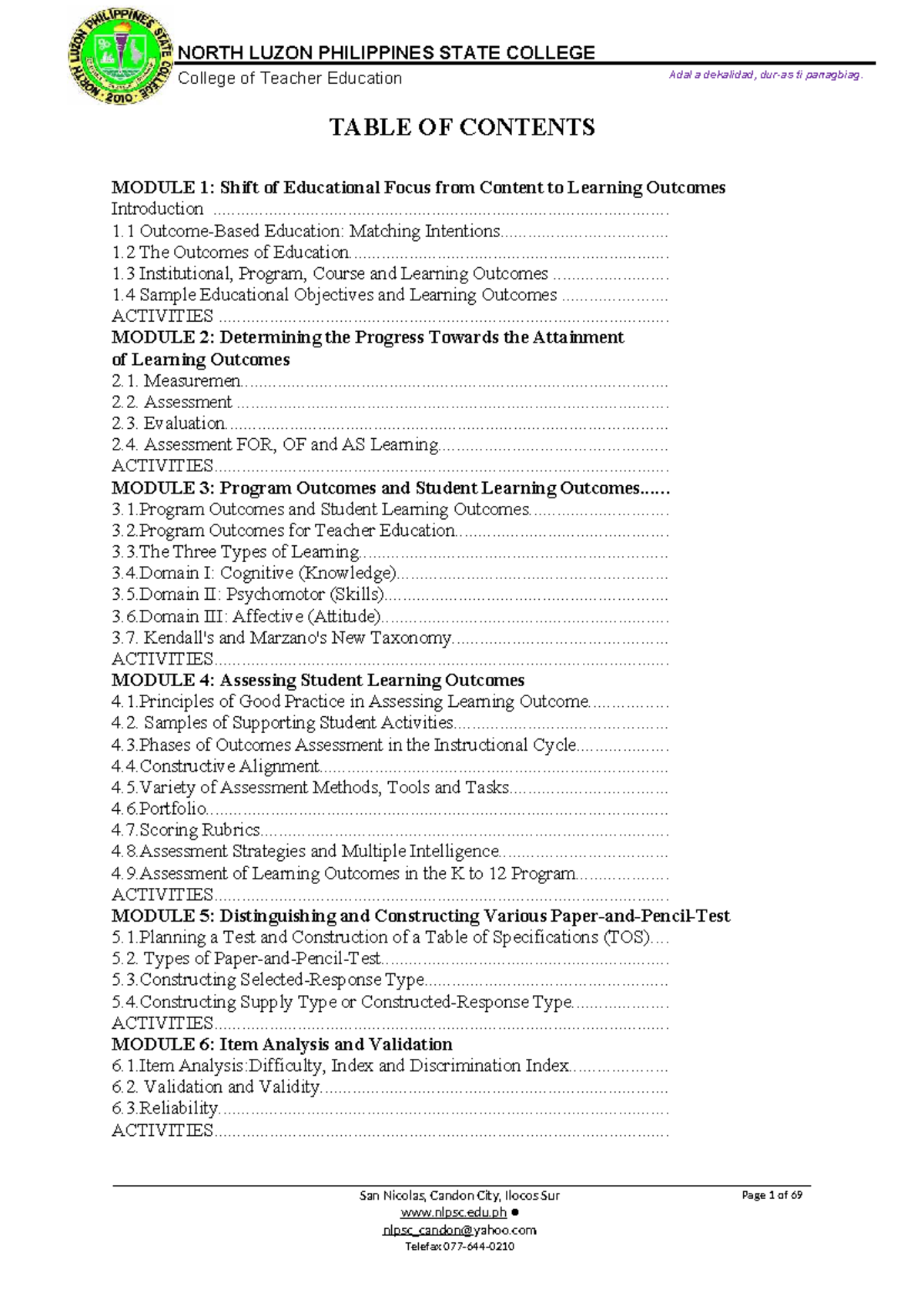 AIL1 - Module 1: Shift from Content to Learning Outcomes - Studocu