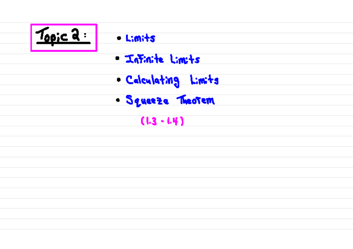 Topic 2: Limits and Infinite Limits - Lecture Notes (C 1.4) - Studocu
