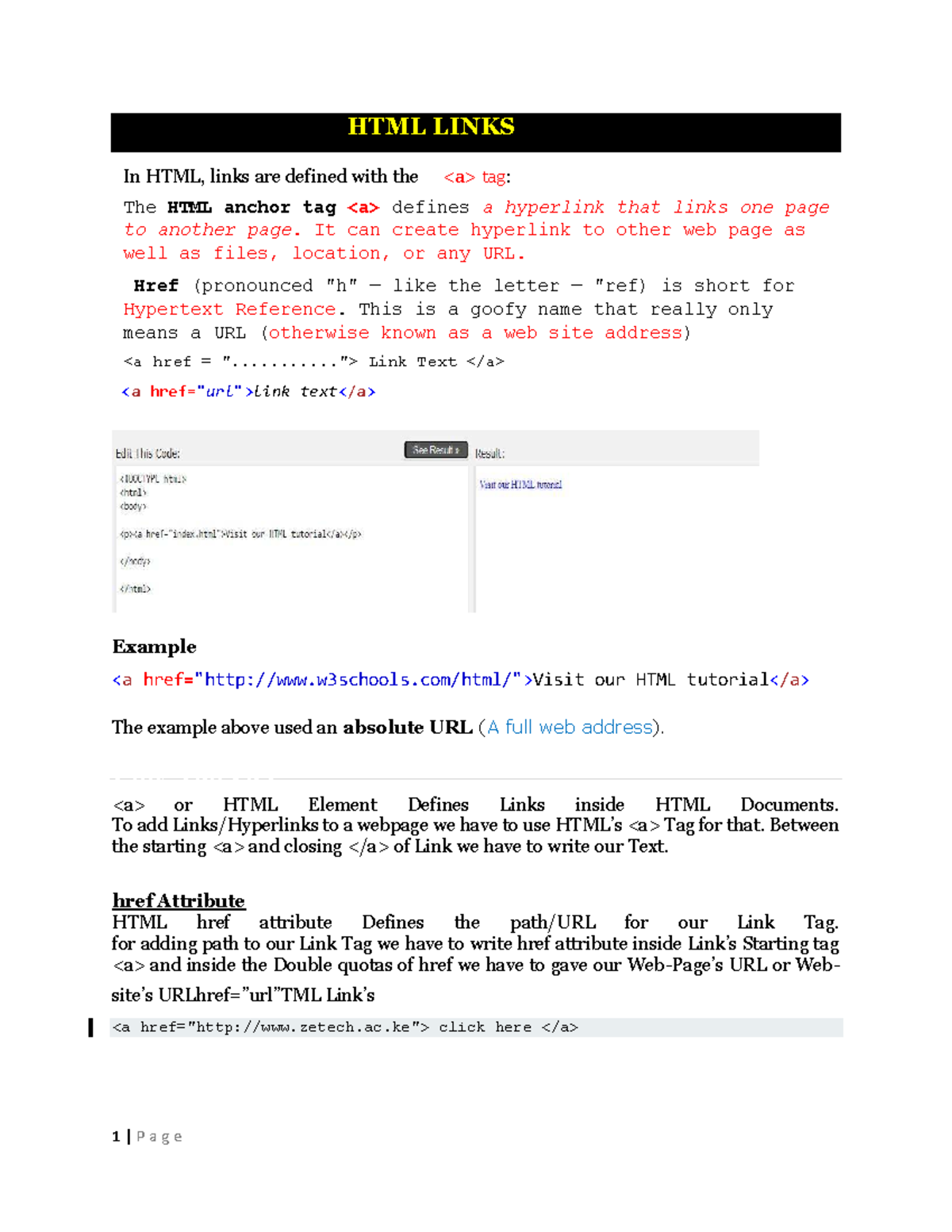 HTML Links: Understanding the Tag and Its Uses - Studocu