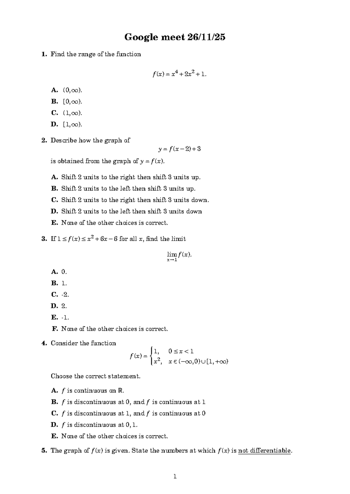 MAE101 F25 - Google Meet Session 1: Function Analysis and Graphing ...