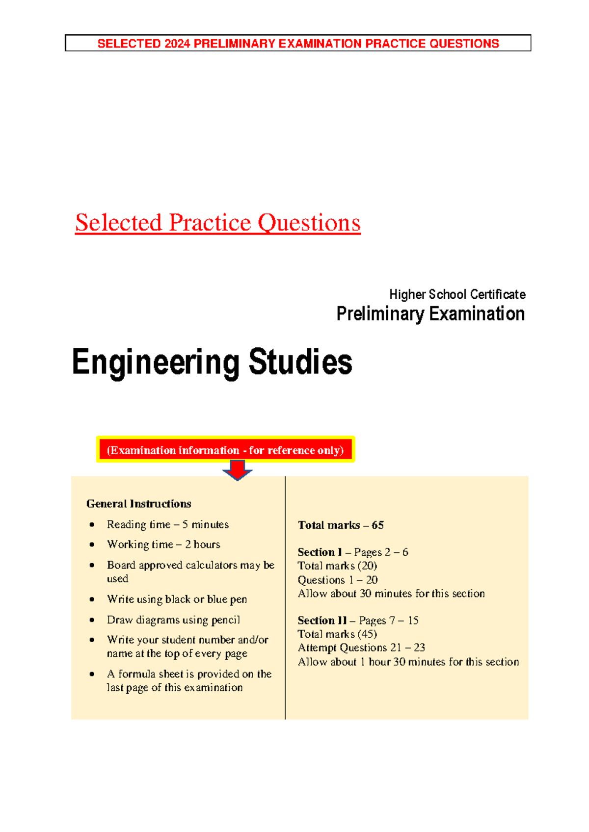11ES 2024 Preliminary Exam Practice Questions for Engineering Studies - Studocu