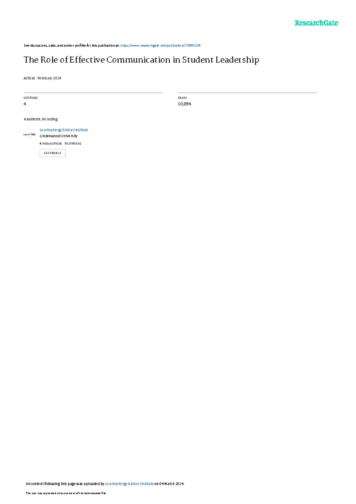 The Role of Effective Communication in Student Leadership (CIT 2024 ...