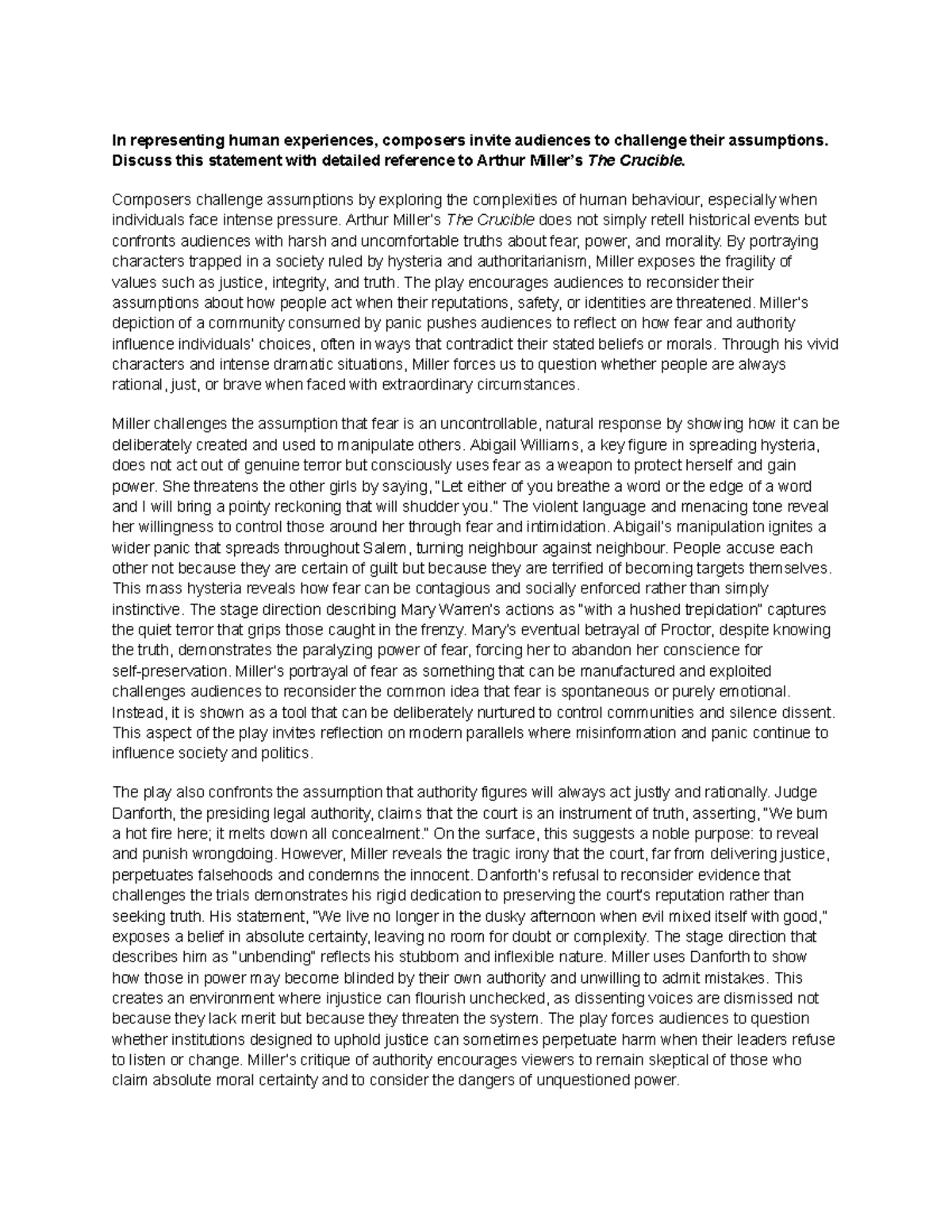 English Draft-5: Analyzing Fear and Authority in Arthur Miller's The ...