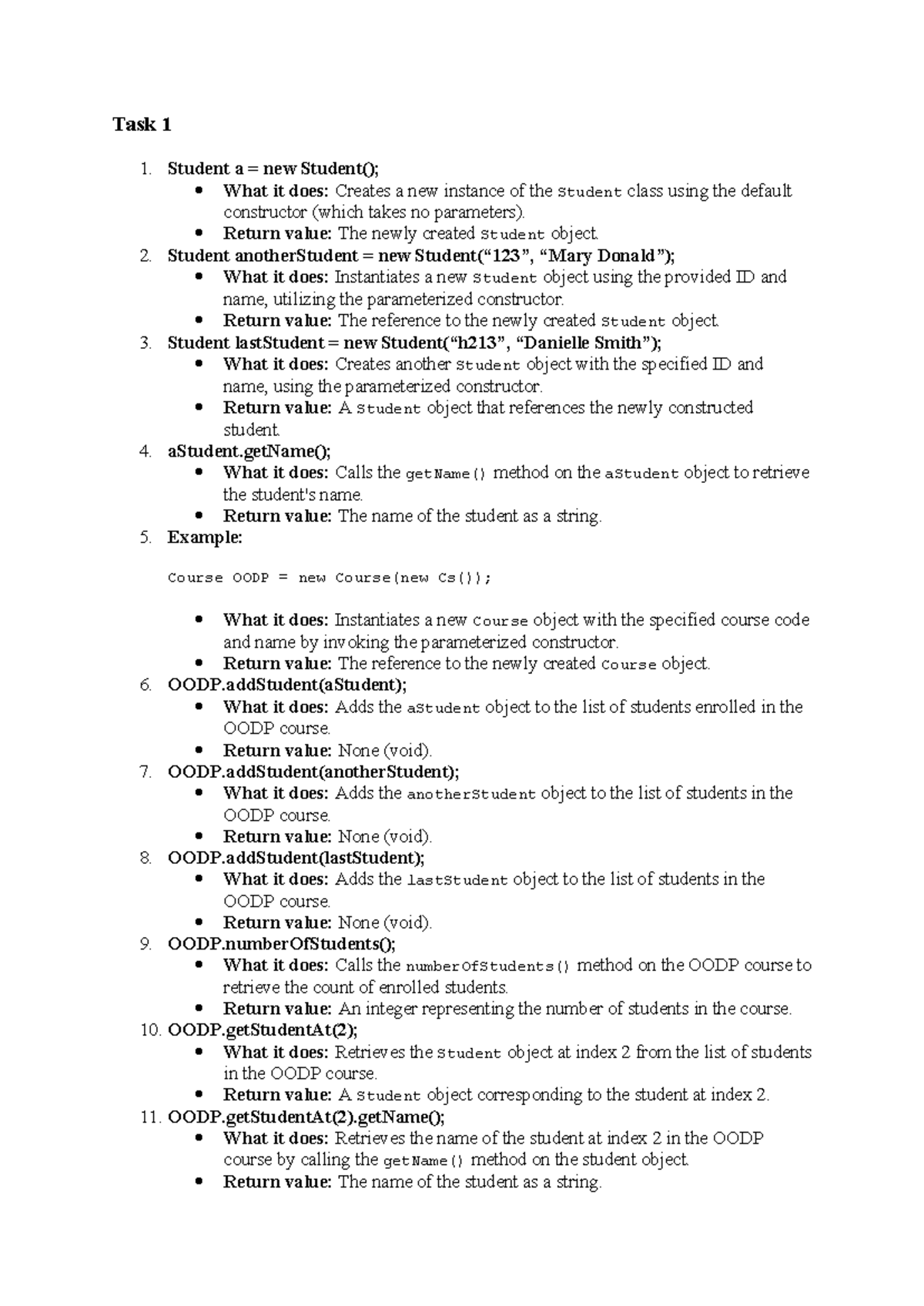 OODP Week 11 Tutorial: Student and Course Class Implementation - Studocu