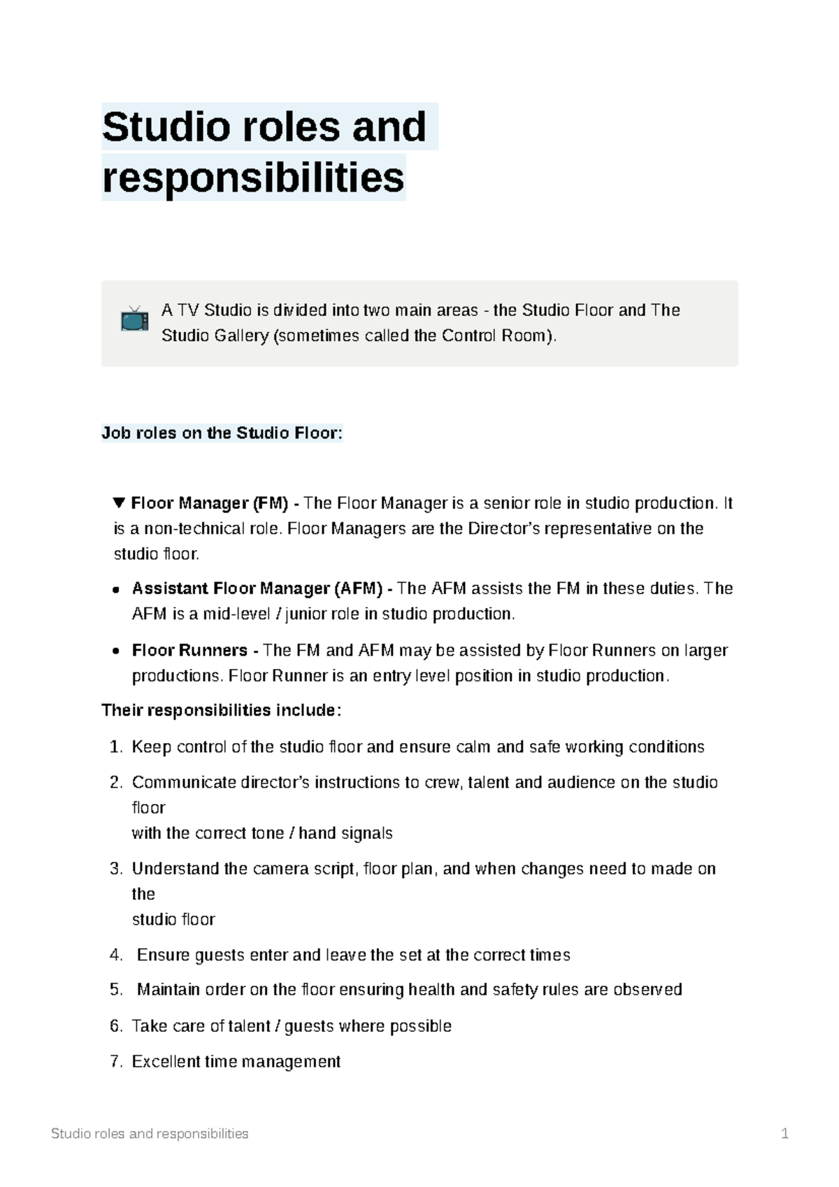 Studio Roles & Responsibilities in TV Production: A Detailed Overview ...