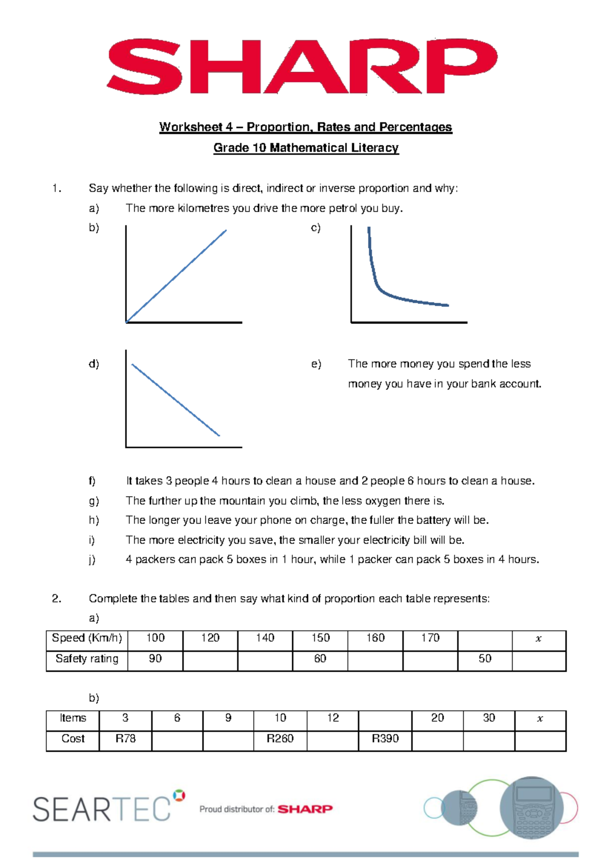 Worksheet 4: Proportions, Rates & Percentages - Gr 10 Math Lit - Studocu