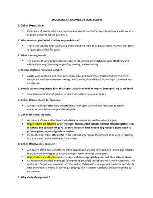 Study Guide Ch 1 - Chapter 1 - What Is Management? Chapter 1 Management ...