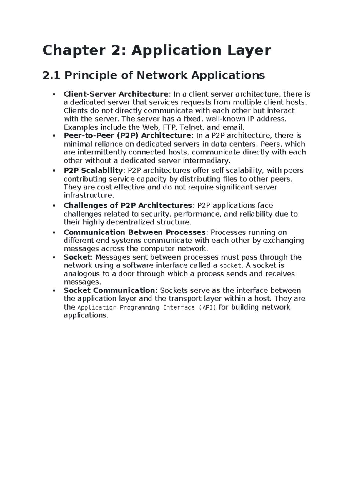 Chapter 2 - Application Layer - summary - Chapter 2: Application Layer ...