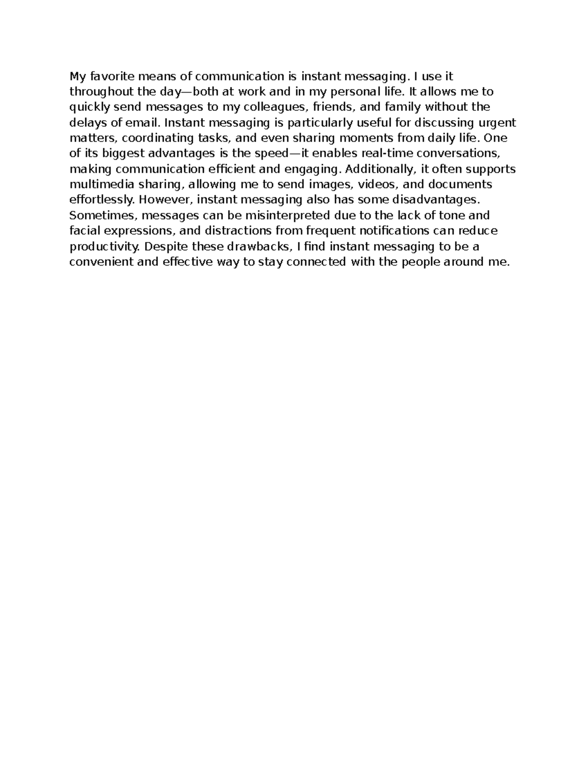 Effective Communication Through Instant Messaging: Pros & Cons - Studocu