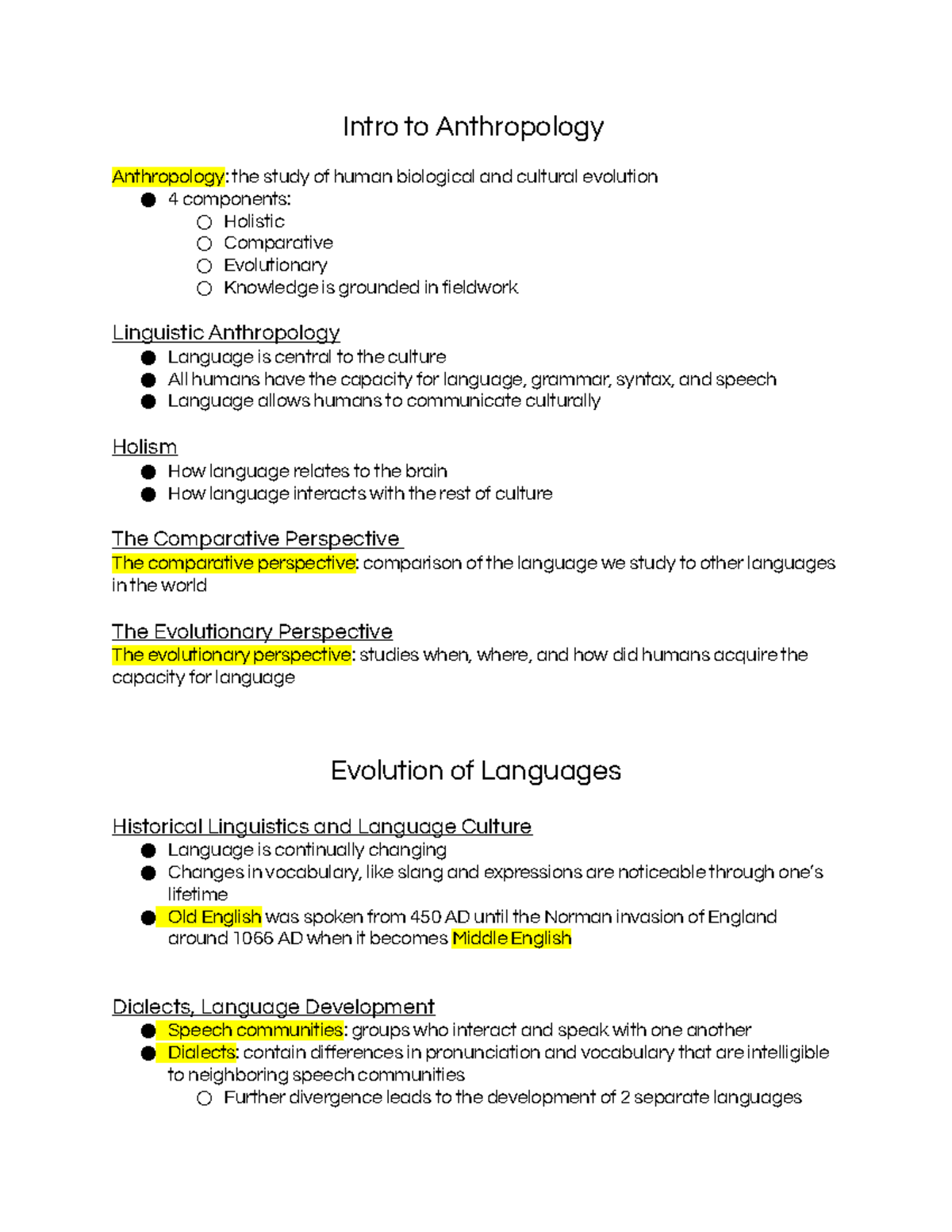 ANTH 101: Intro to Anthropology Lecture Notes on Language and Culture ...