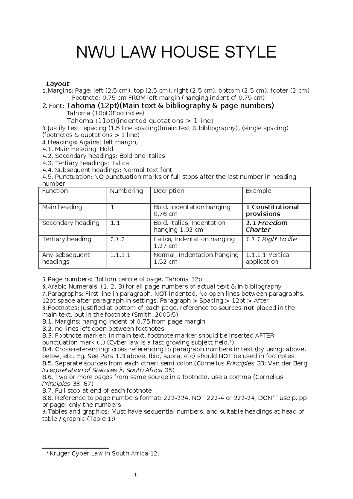 NWU LAW House Style Guidelines for Academic Writing - Studocu