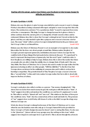 A Christmas Carol - Ghosts Change Scrooge 30 mark response - Starting ...