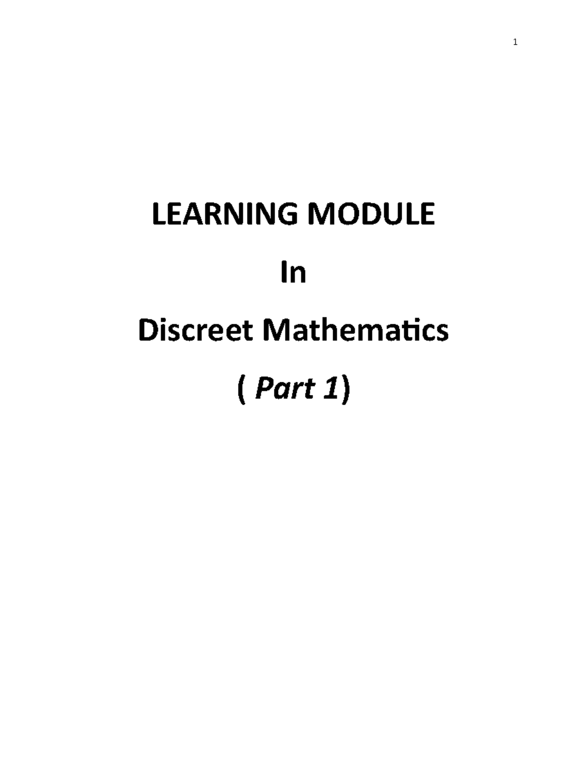 Module IN Discrete Structures: Logic and Proofs Overview - Studocu