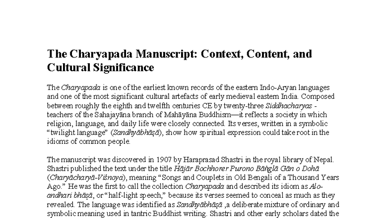 The Charyapada Manuscript: Cultural Significance & Linguistic Impact ...