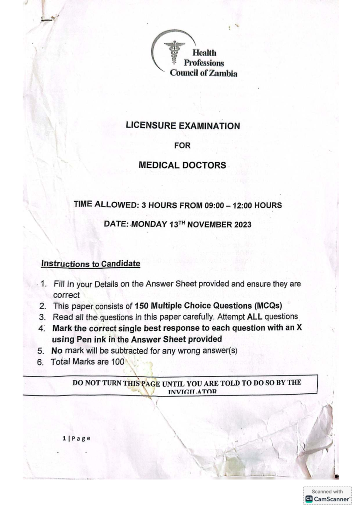 Licensure Examination for Medical Doctors - 2023 - Studocu