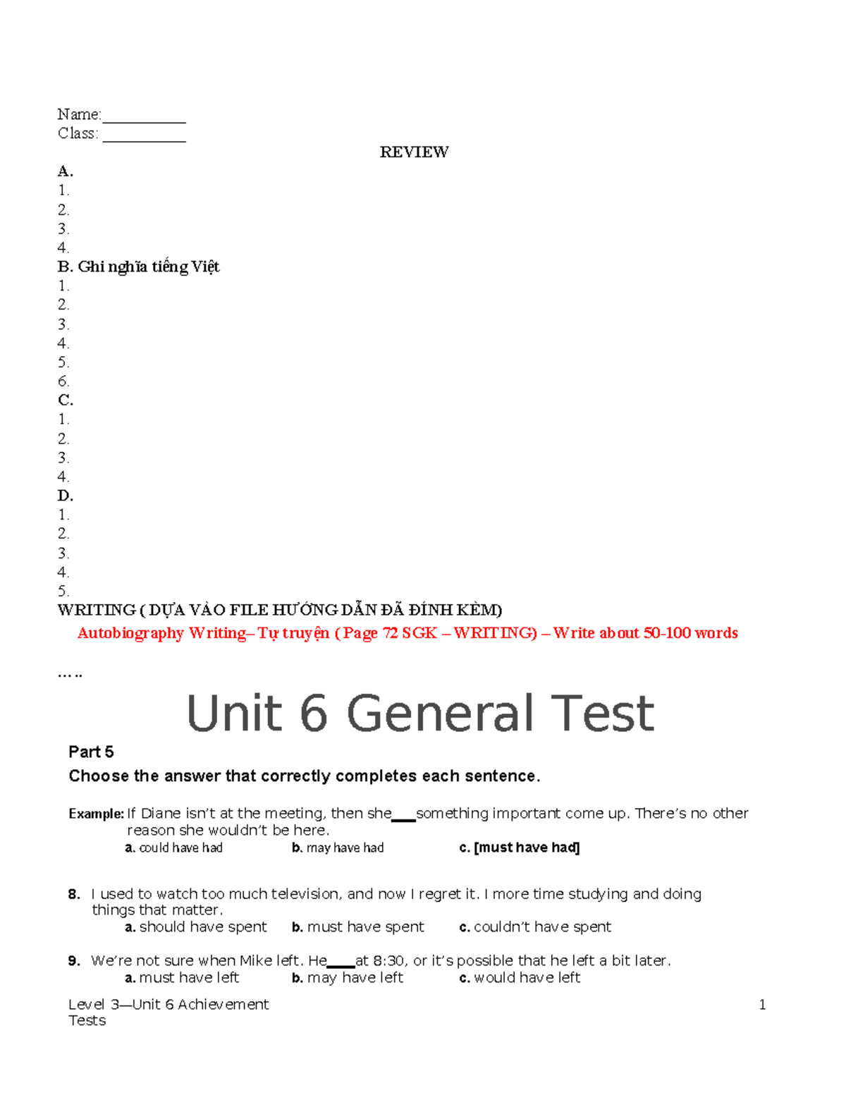 Session 6-B2 - zzz - Level 3—Unit 6 Achievement 1 Name:__________ Class ...