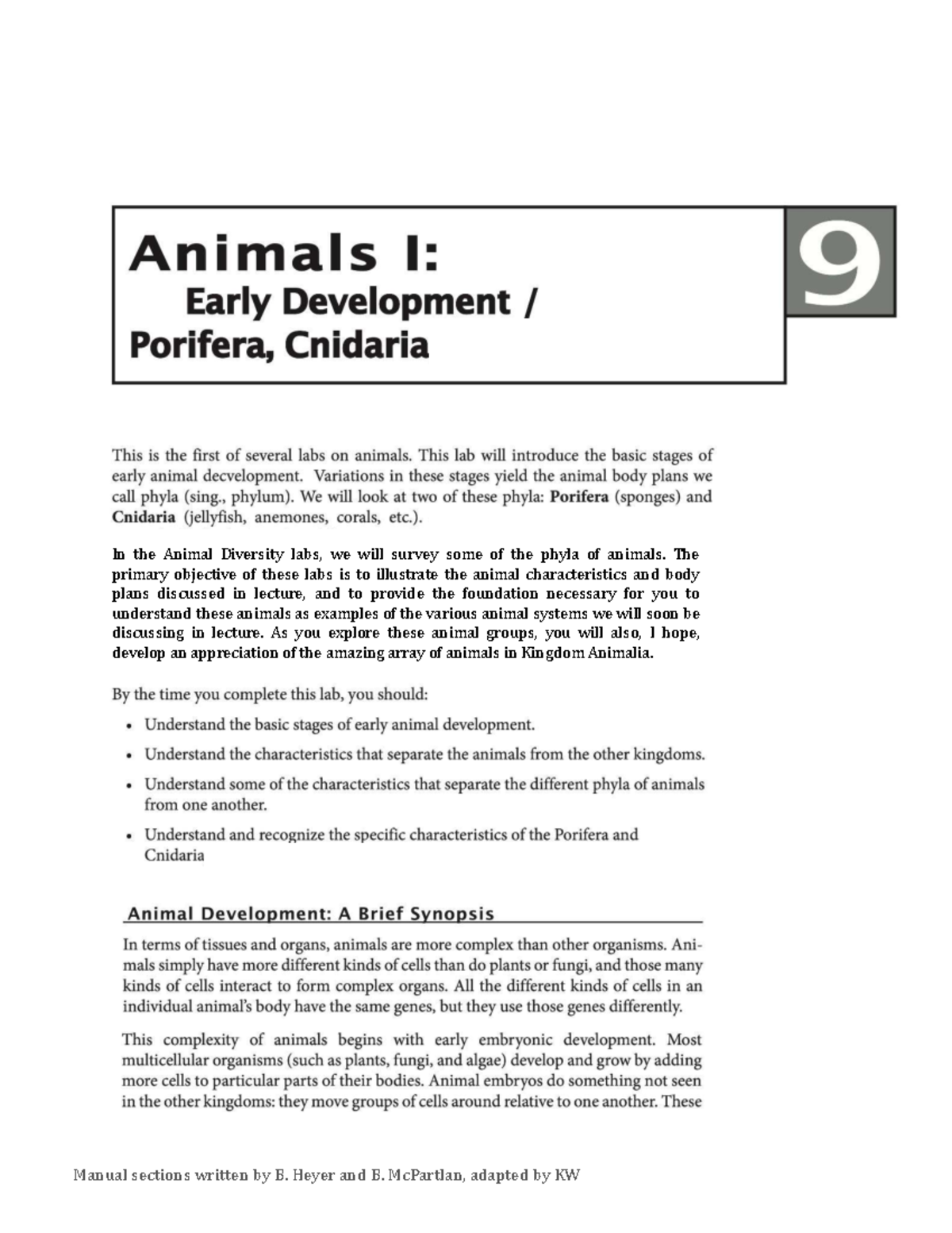 Animal Diversity Lab Manual - Studocu