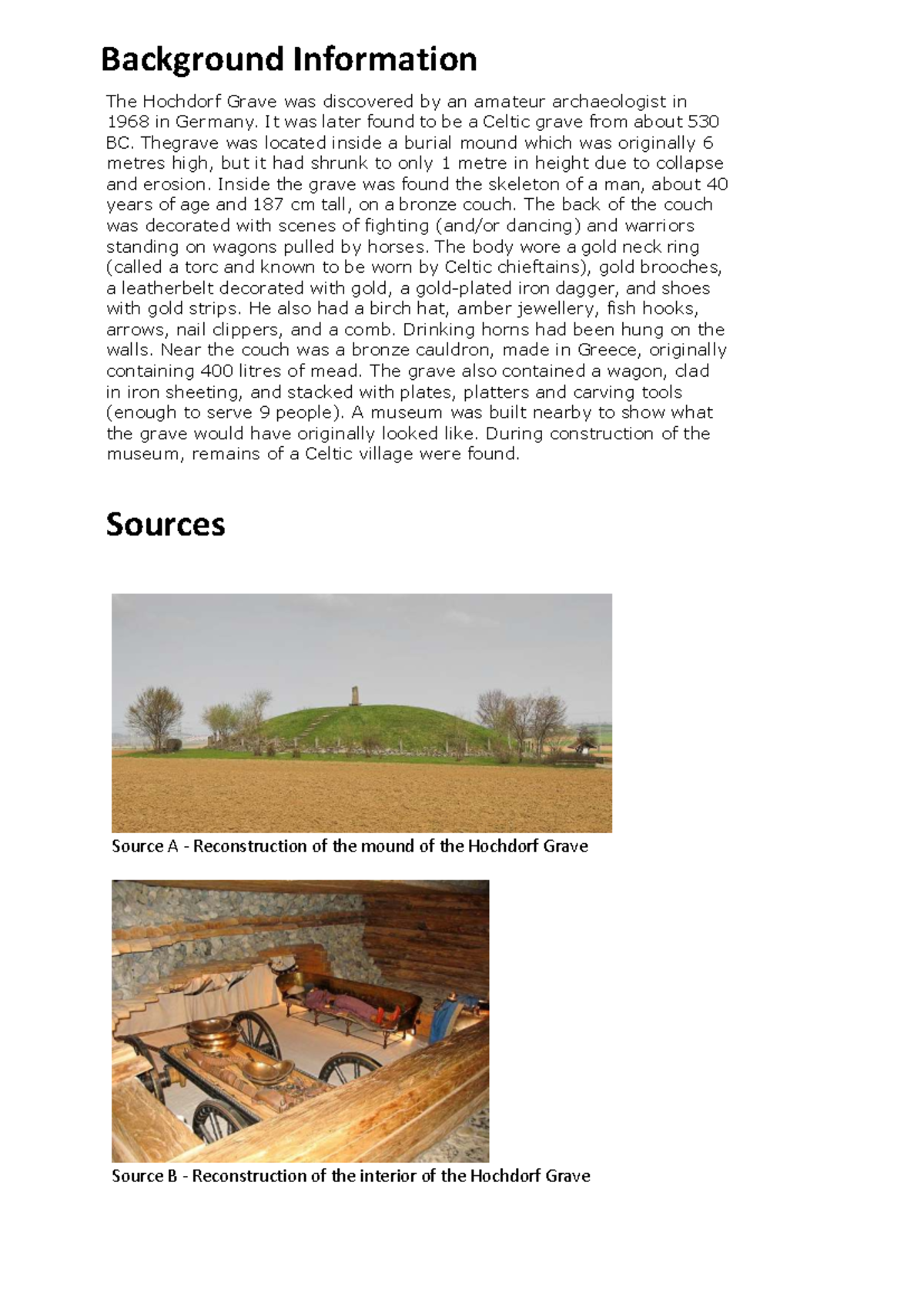 Hochdorf Grave: Archaeological Insights and Sources - Studocu