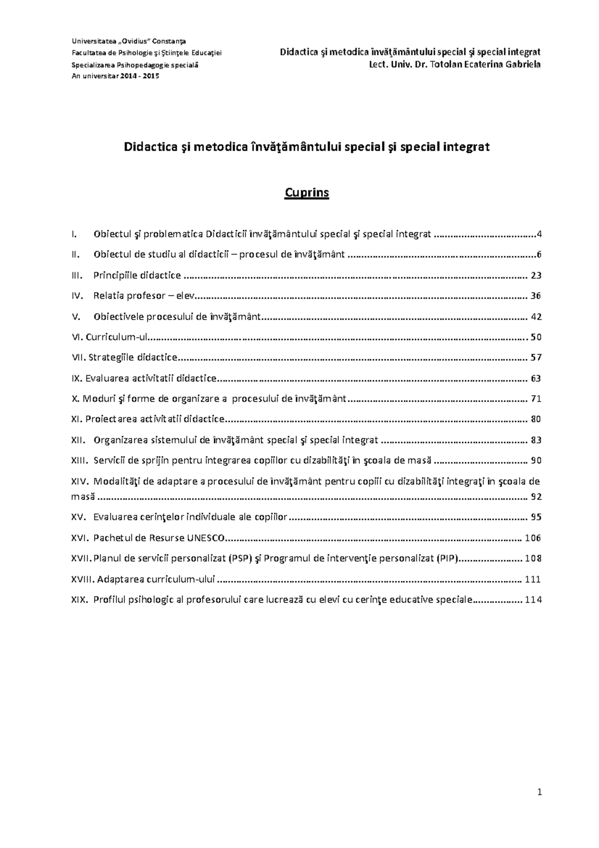 Didactica și Metodica Învățământului Special - Psihopedagogie Specială ...